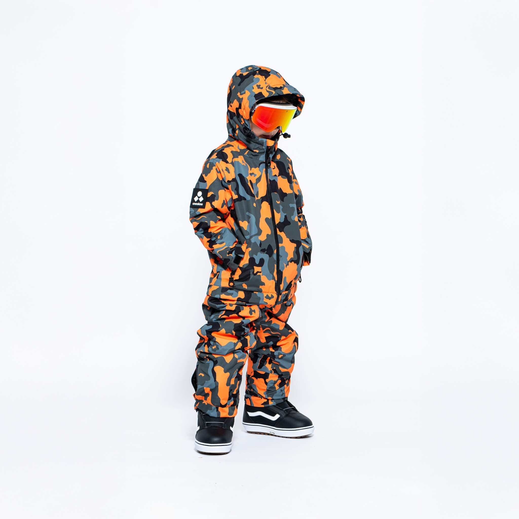 Kids 2-in-1 Snow Suit, Orange Camo - 9-10 years - Oneskee EU